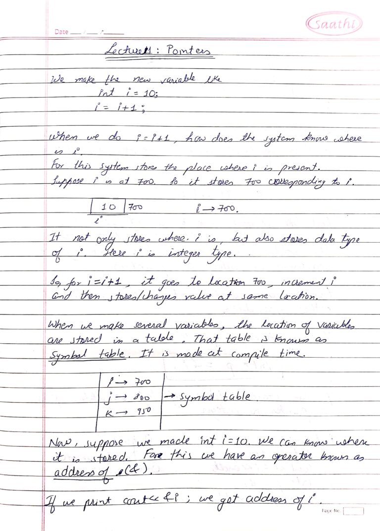 Hand Written Lecture Notes on Pointers in C++ Programming - Engineering ... Hand Written Lecture Notes on Pointers in C++ Programming - Engineering ...