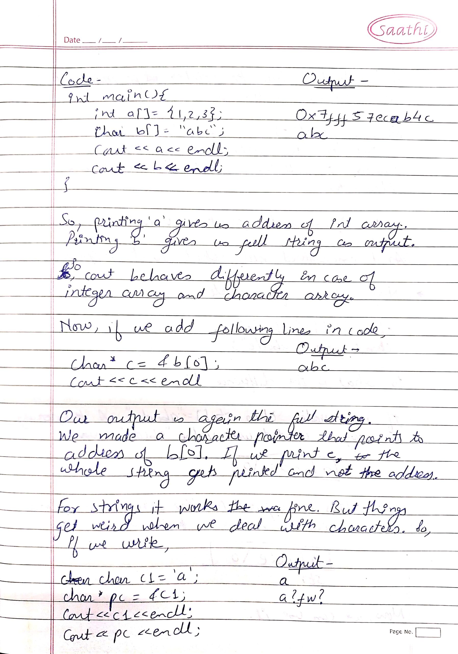 Hand Written Lecture Notes On Pointers In C Programming Engineering Texts