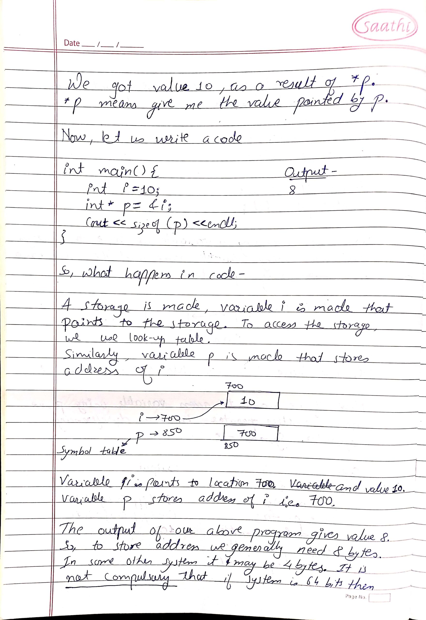 Hand Written Lecture Notes On Pointers In C Programming Engineering Texts 